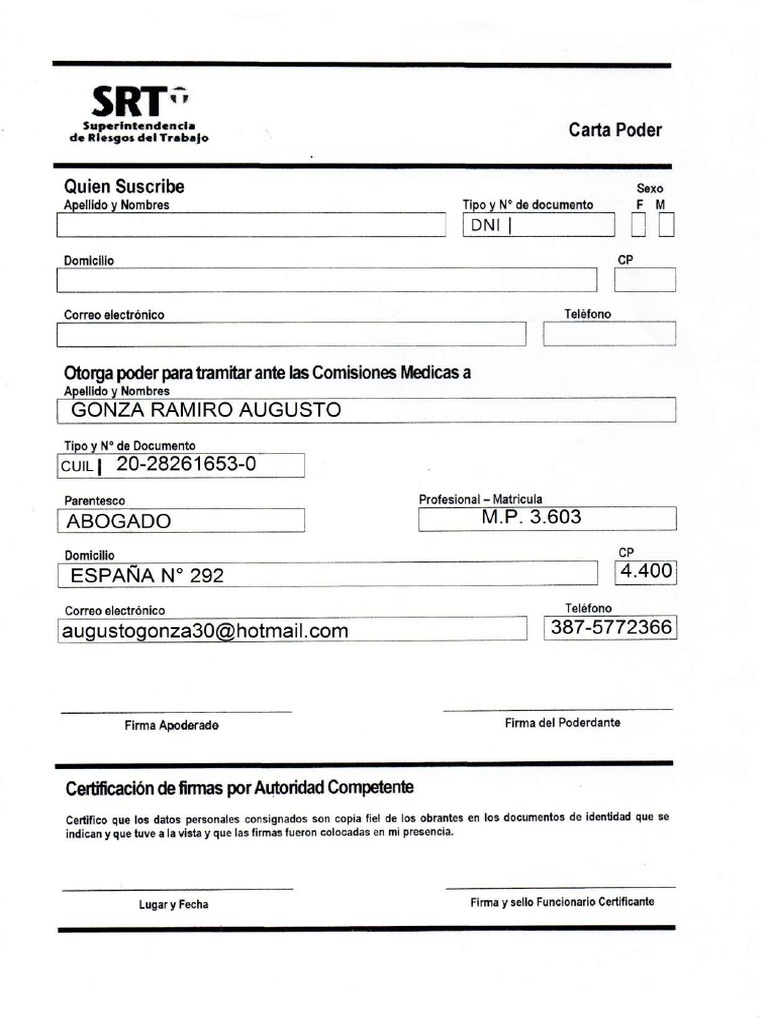 Carta Poder SRT | PDF