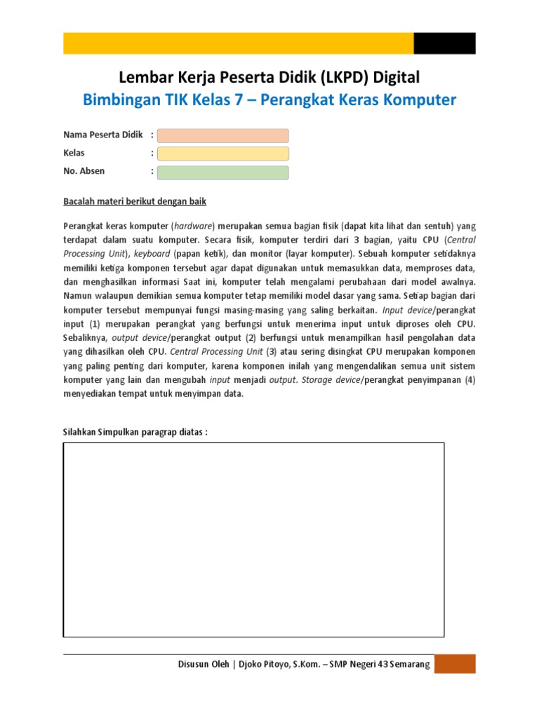 LKPD Tik Kelas 7 | PDF
