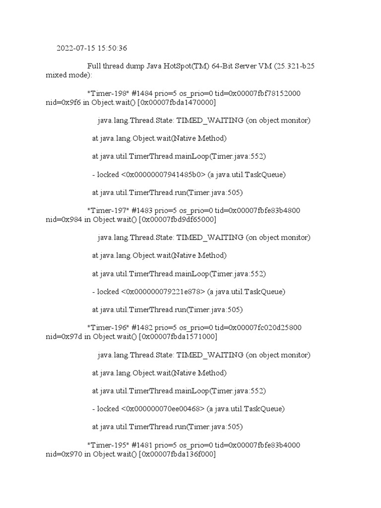 Java Thread Dump Analysis | PDF | Java (Programming Language) | Thread (Computing)