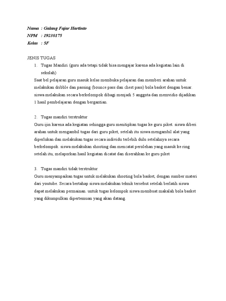 Macam-Macam Tugas (19230175) | PDF