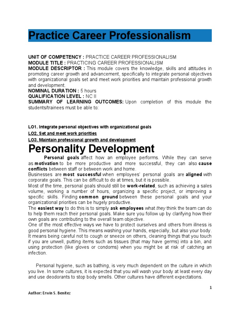 Practice Career Professionalism | PDF | Hygiene | Hand Washing