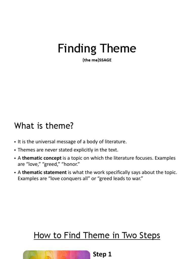 Finding Theme Mini Lesson | PDF | Symbols | Cognitive Science