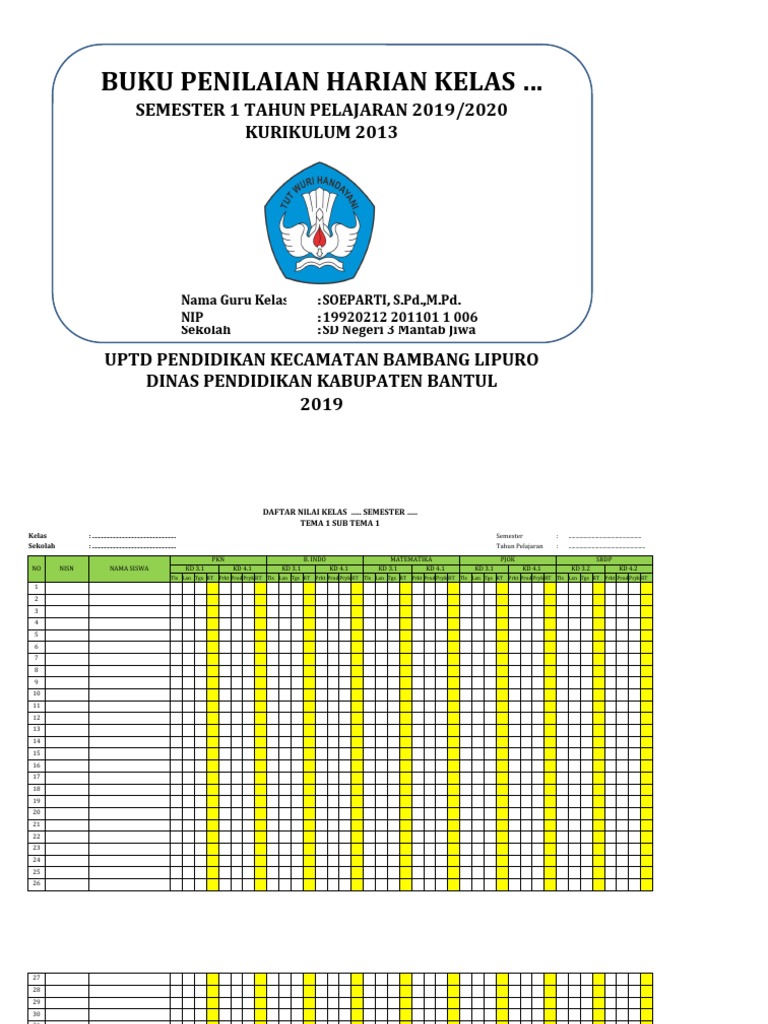 Daftar Nilai Harian Kurtilas Kelas | PDF Daftar Nilai Harian Kurtilas Kelas | PDF