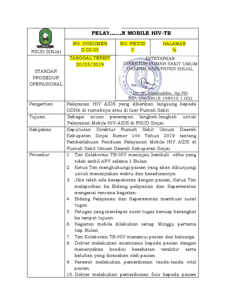 Sop Revisi Mobile TB Hiv | PDF