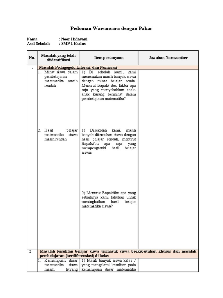 Pedoman Wawancara untuk Penelitian Kualitatif | PDF