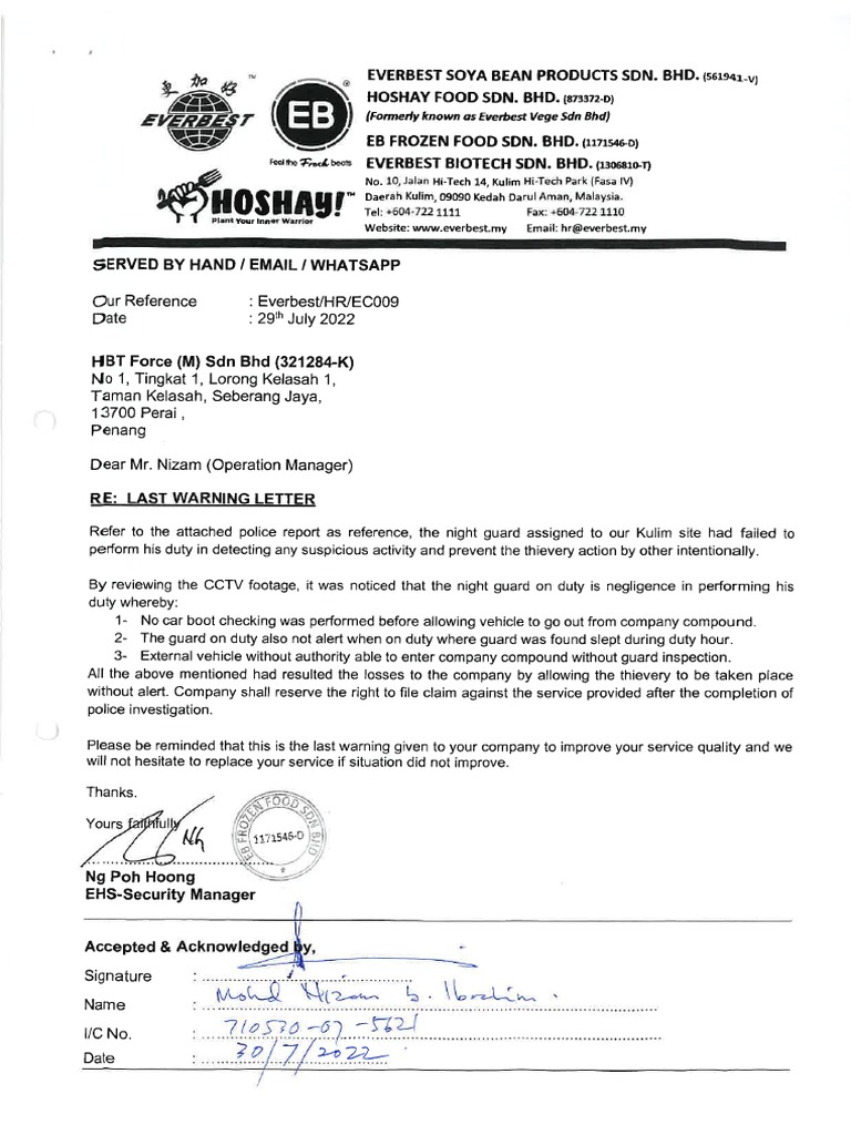 Security Warning Letter | PDF