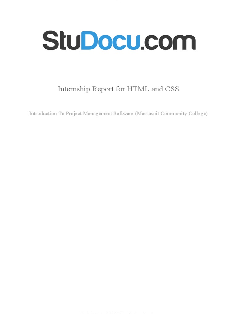 Internship Report For HTML and Css | PDF | World Wide Web | Internet & Web