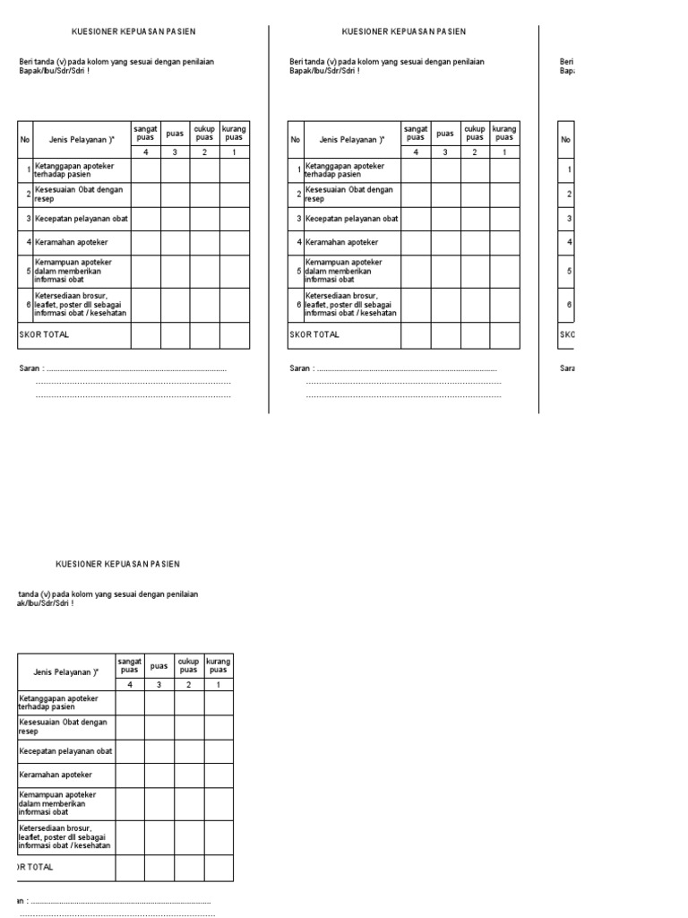 Kuesioner Pasien Ranap | PDF