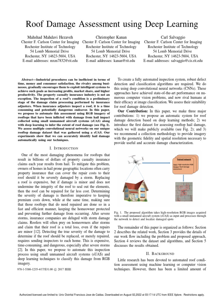 Roof Damage Assessment Using Deep Learning | PDF | Deep Learning ...