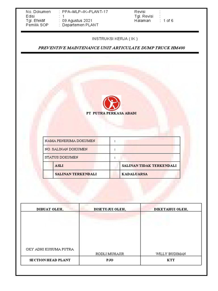 Preventive Maintenance Dump Truck | PDF