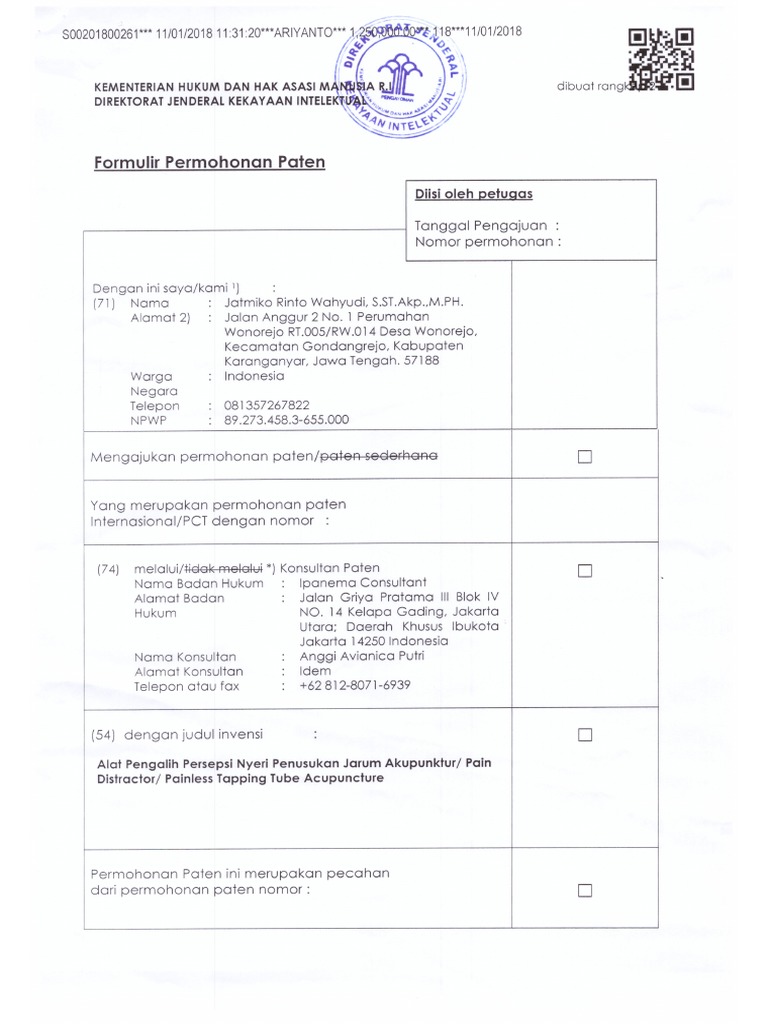 Formulir Paten | PDF