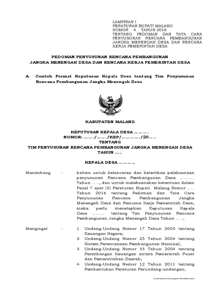 Lamp I PERBUP No 4 Tahun 2016 TTG Pedoman Dan Tata Cara Penyusunan ... Lamp I PERBUP No 4 Tahun 2016 TTG Pedoman Dan Tata Cara Penyusunan ...
