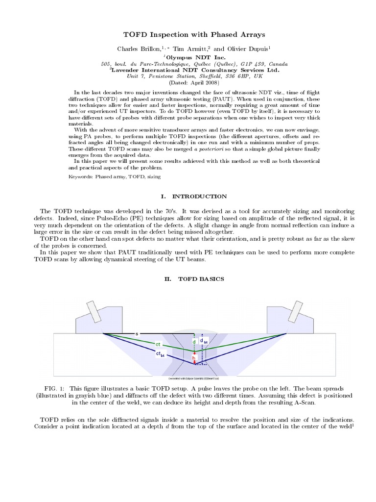 TOFD Inspections With Phased Arrays | PDF | Frequency | Ellipse