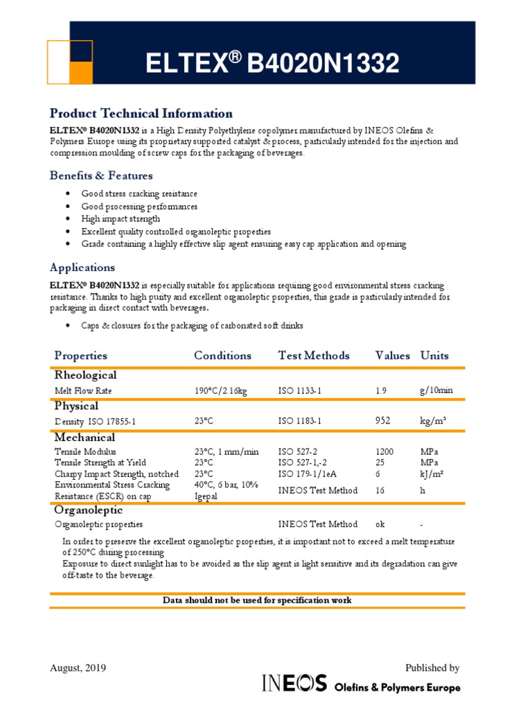 Eltex B4020N1332: Product Technical Information | PDF | Chemical ...