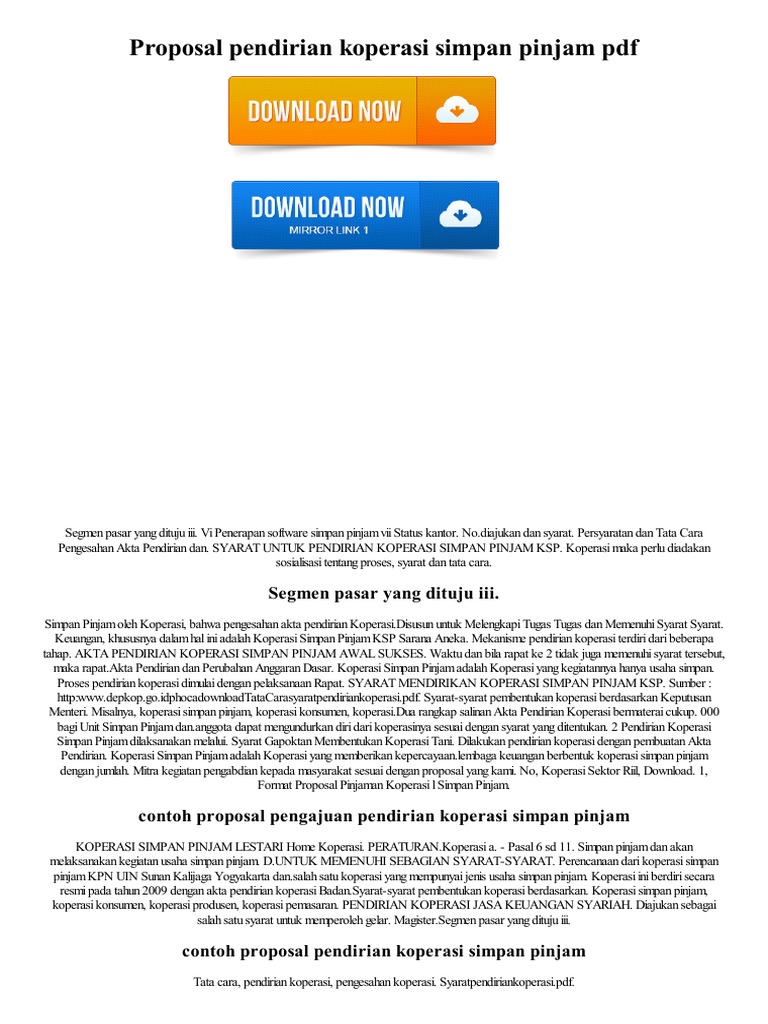 Dokumen - Tips - Proposal Pendirian Koperasi Simpan Pinjam PDF Pada Tahun 2009 Dengan Akta ...