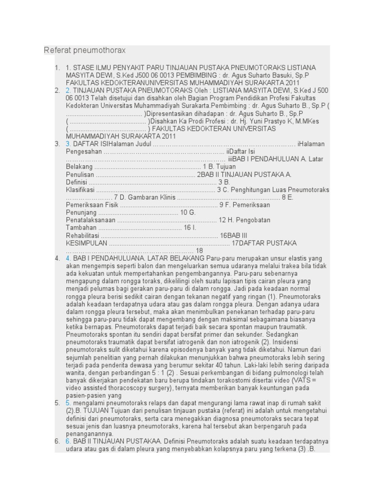Referat Pneumothorax | PDF