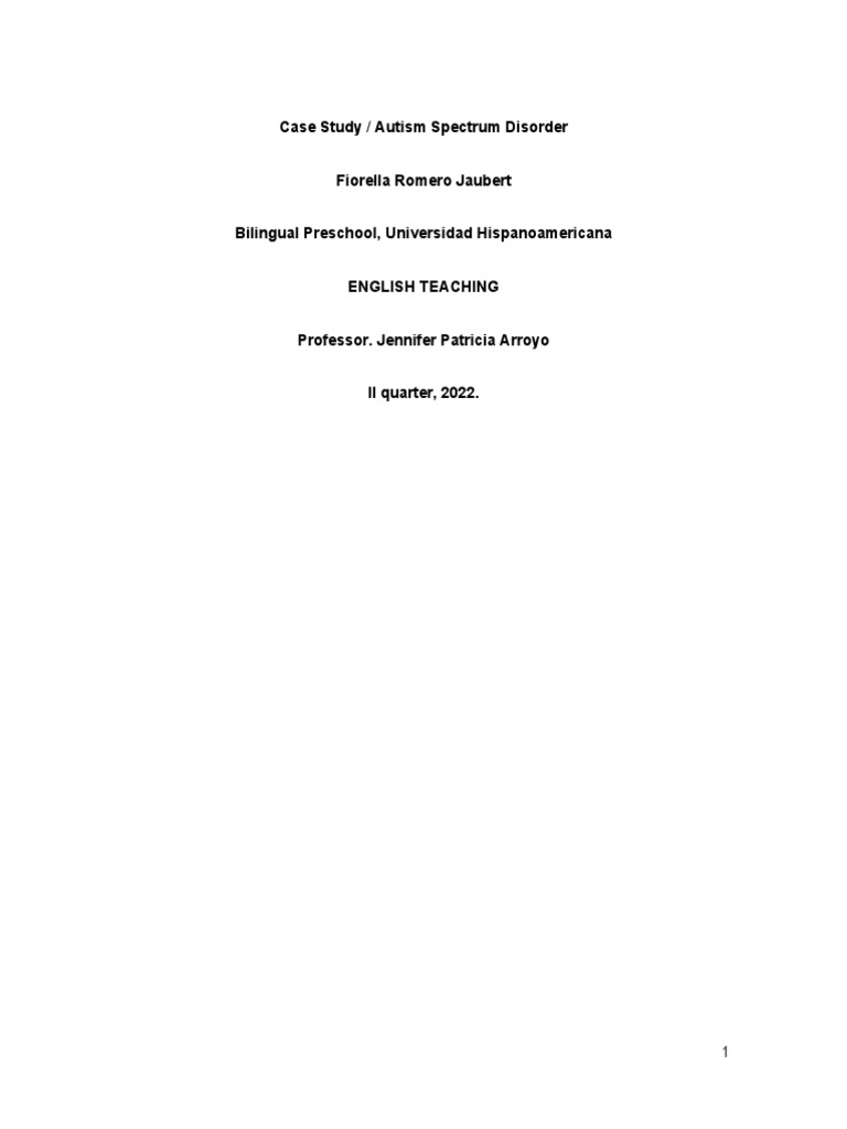 Case Study Autism Spectrum Disorder | Download Free PDF | Autism ...