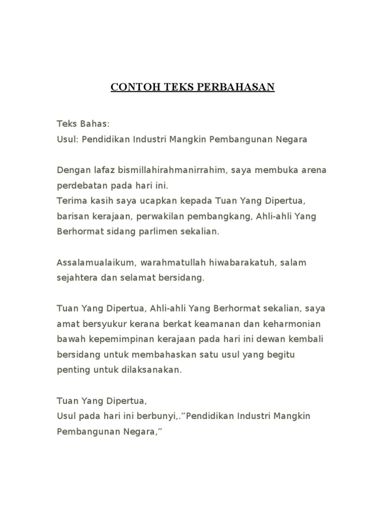 Contoh Teks Perbahasan | PDF
