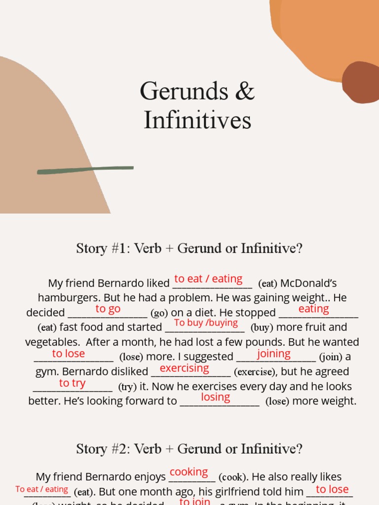 Gerunds Infinitives (Tuesday Practice) | PDF