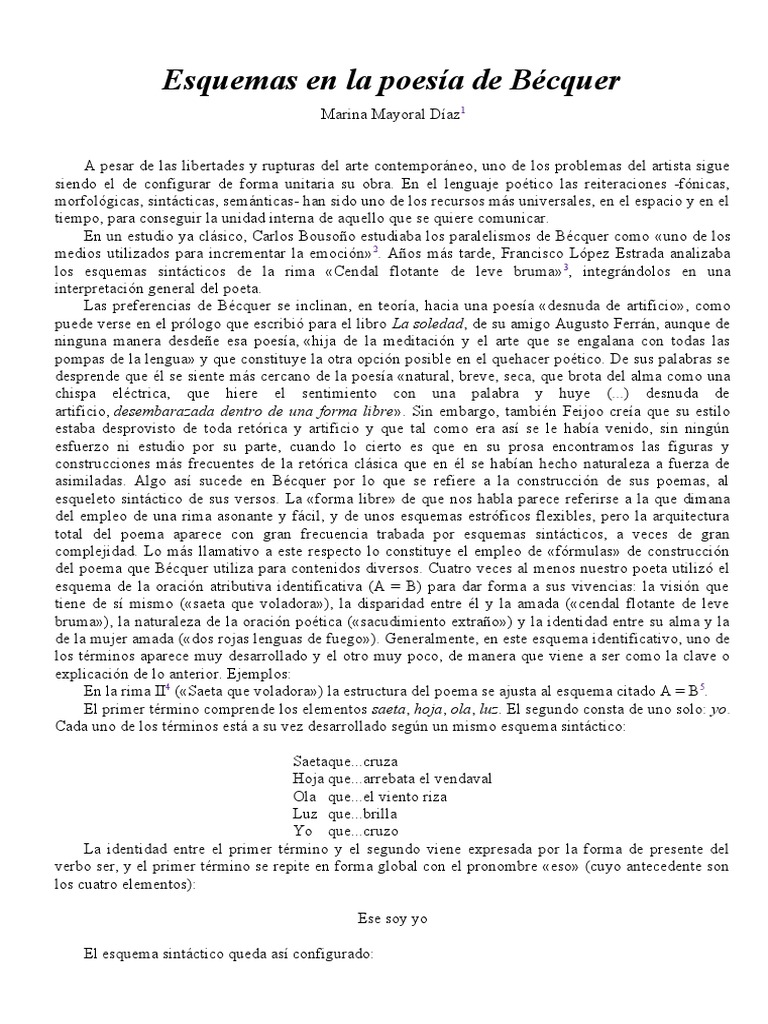Esquemas Estructurales en La Poesía de Bécquer | PDF | Poesía | Oración (Lingüística)