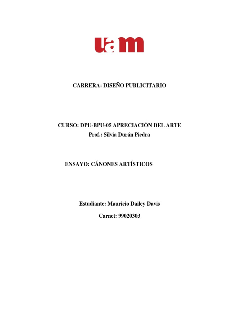 Canones Artísticos | PDF | Escultura | Las artes