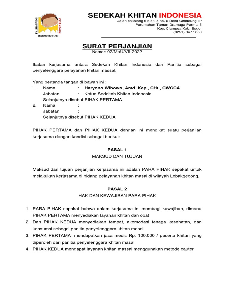 Surat Perjanjian Khitan-1 | PDF