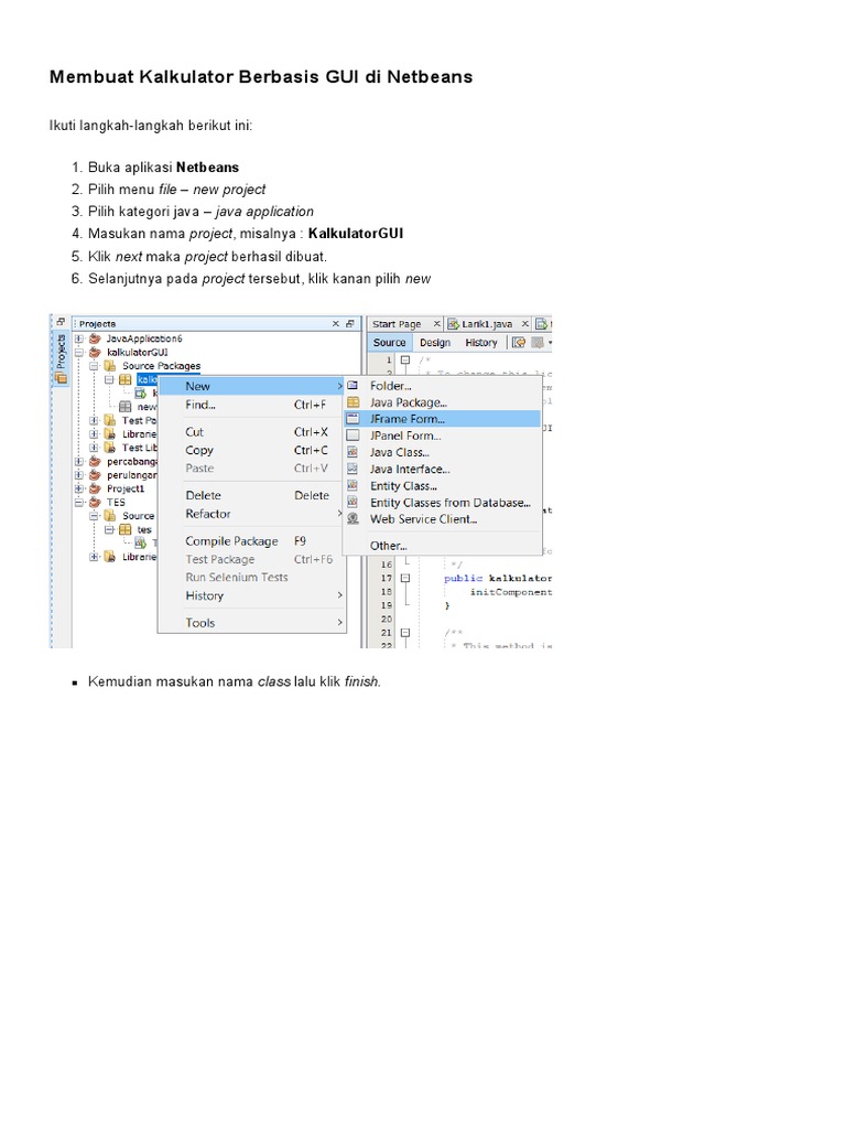Kalkulator GUI Sederhana di Netbeans | PDF
