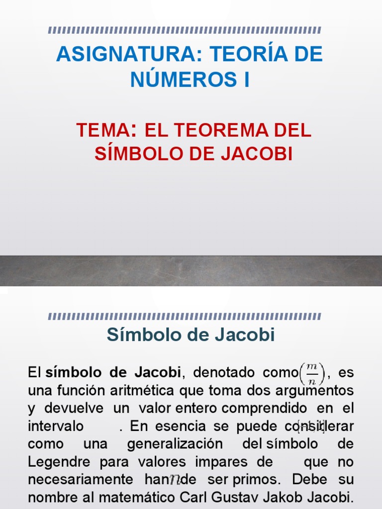 Teorema del Símbolo de Jacobi | PDF