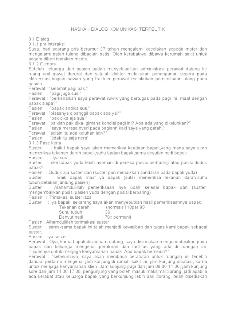Naskah Dialog Komunikasi Terpeutik | PDF