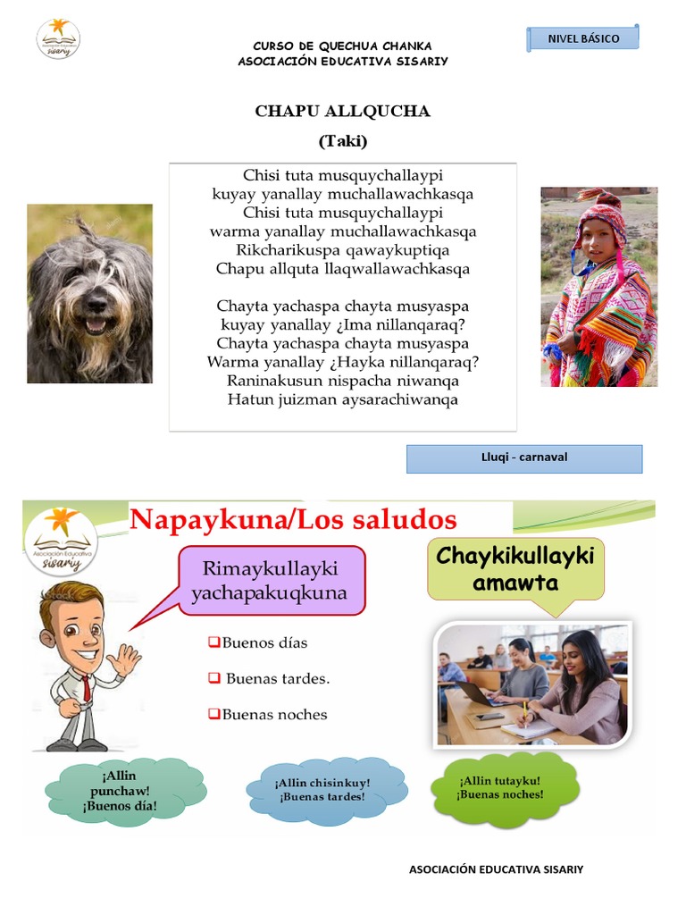 Quechua Básico - Sesión - 01 | PDF | Comunicación humana | Escritura latina
