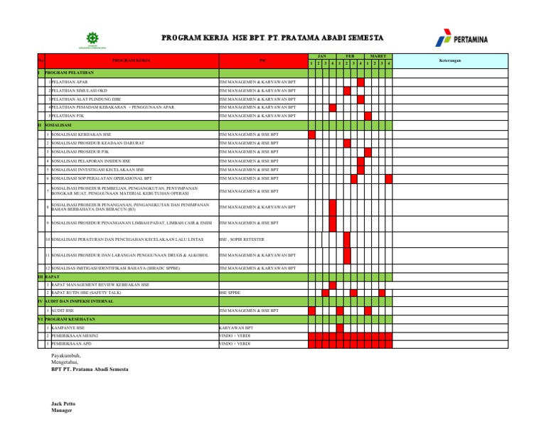Program Kerja HSE Tahunan 2019 PAS | PDF