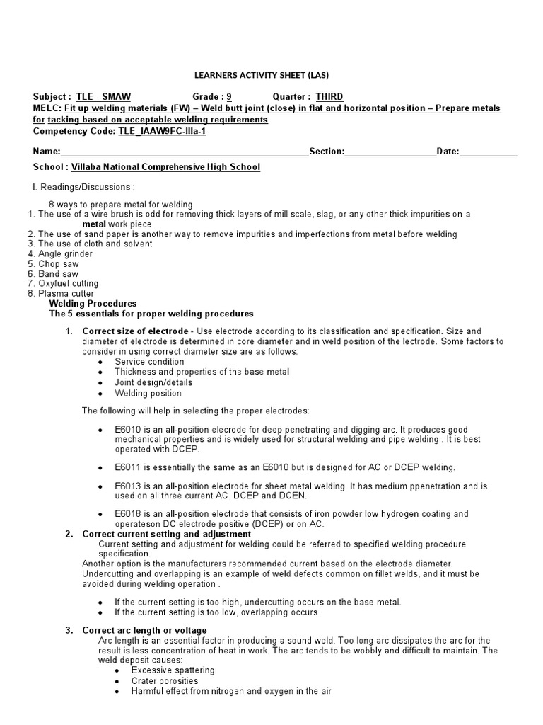 SMAW 9 HTask 1-Converted | PDF | Welding | Construction