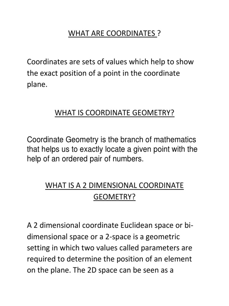 MAT 104 2d Coordinate Geometry | PDF | Cartesian Coordinate System ...
