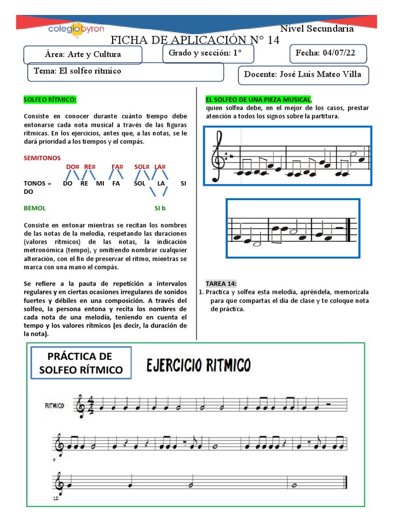Ficha de Arte 14 El Solfeo Ritmico 1a | PDF