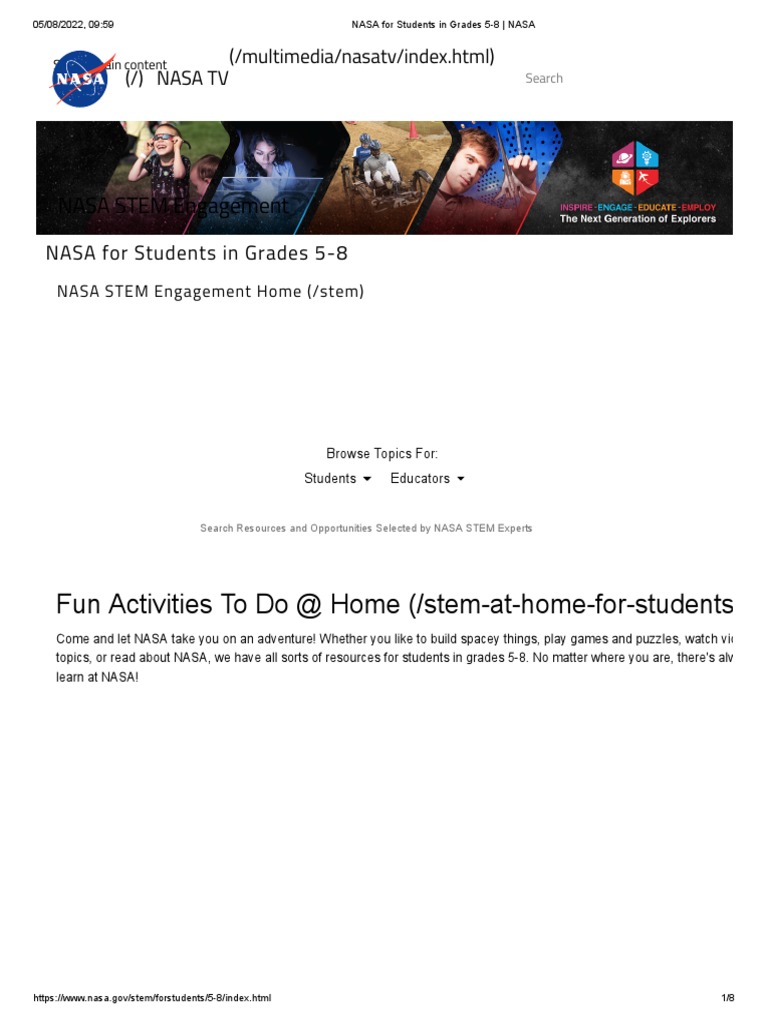 NASA For Students in Grades 5-8 - NASA | PDF | Nasa | Discovery And ...