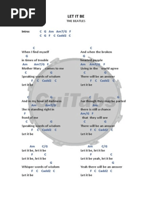Let It Be Guitar Chords And Lyrics