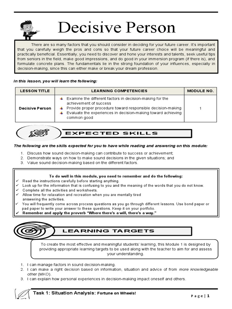 Homeroom (Decisive Person) | PDF | Decision Making | Experience
