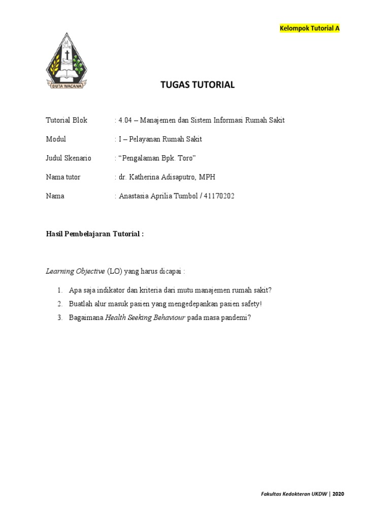 Tugas LO Tutorial A - 41170202 - Anastasia Aprilia Tumbol | PDF