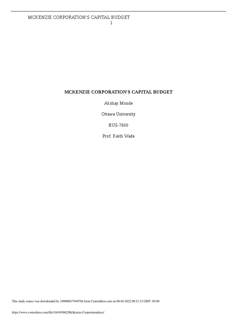McKenzie Corporation | PDF | Equity (Finance) | Stocks