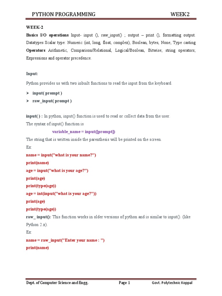 Week 2 Python Programming Pdf Boolean Data Type Integer Computer Science 5812