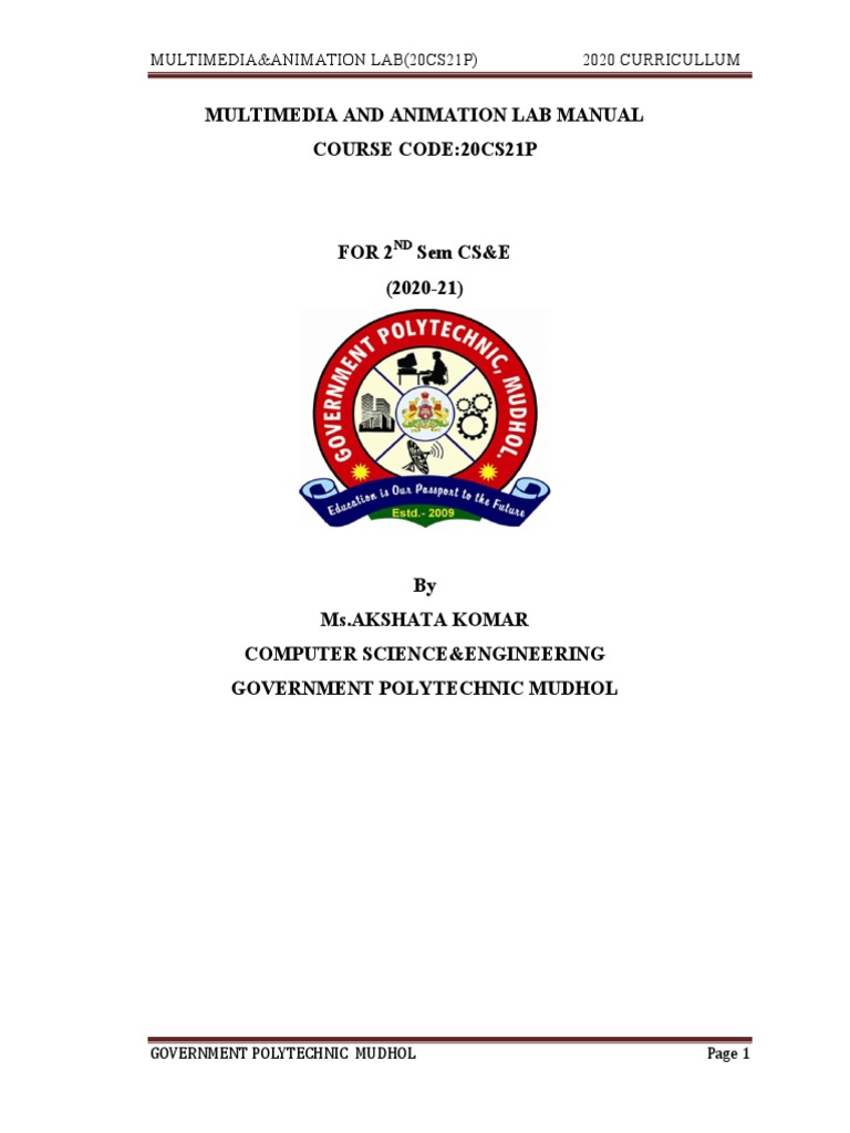 Multimedia and Animation Lab Manual Final | PDF | Adobe Photoshop ...