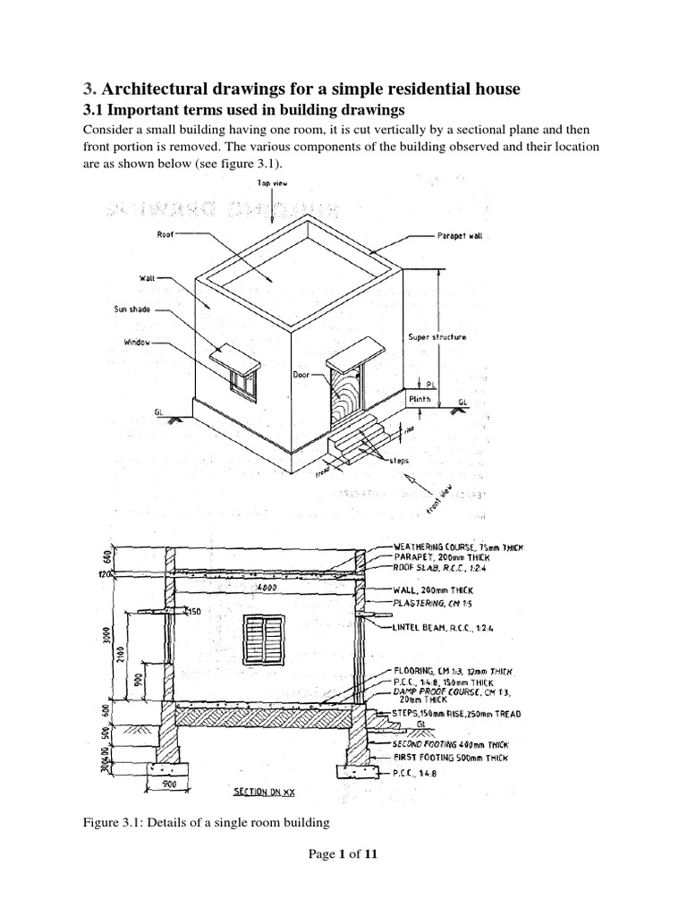 Architectural Drawings for Simple Houses | PDF | Wall | Window