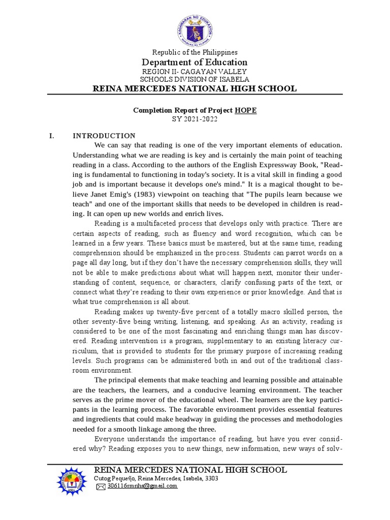 Completion-Terminal Report Template | PDF | Reading Comprehension ...