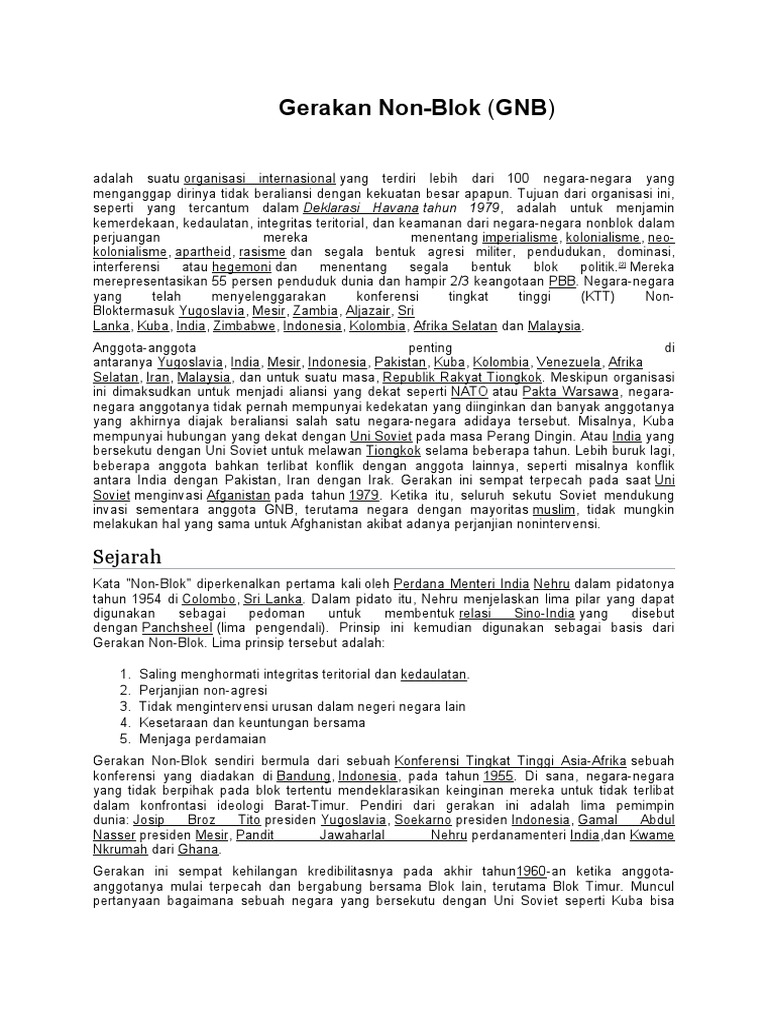 Gerakan Non Blok | PDF