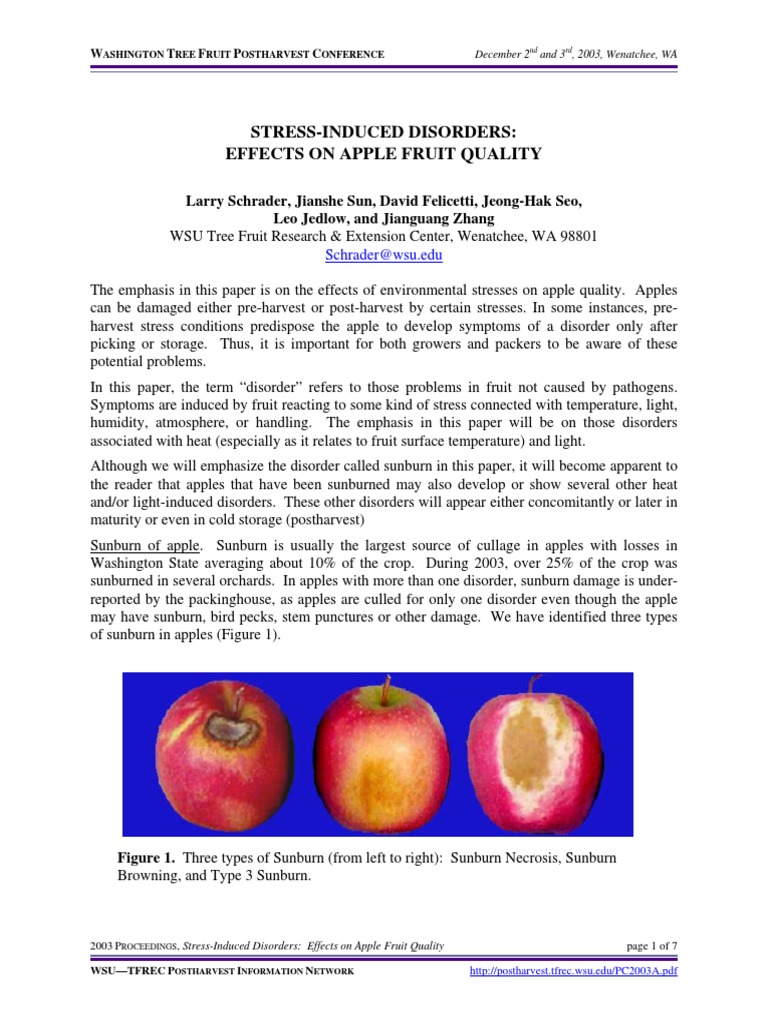 Fruit) : Stress-Induced Disorders: Effects On Apple Fruit Quality | PDF ...