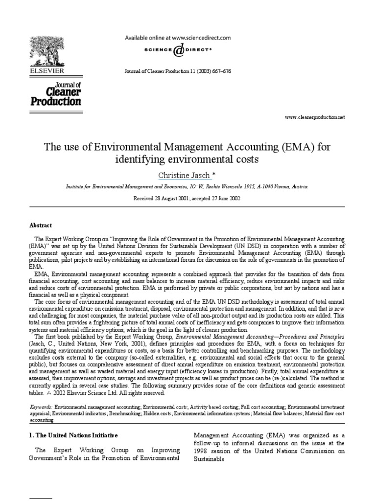 The Use of Environmental Management Accounting EMA | PDF | Cost | Waste