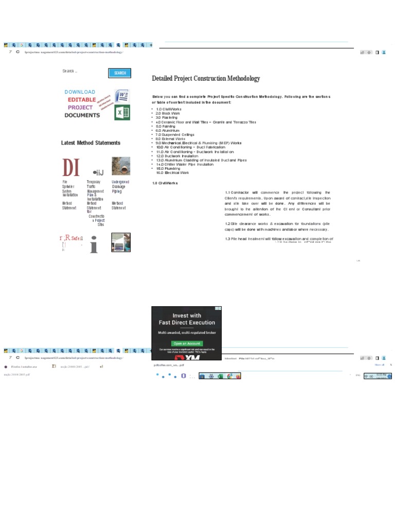 Detailed Project Construction Methodology | PDF | Duct (Flow) | Concrete