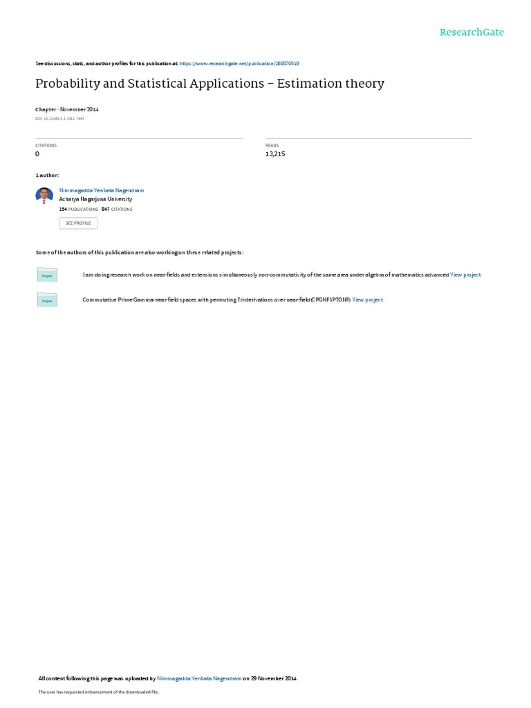 Probability and Statistical Applications - Estimation Theory | PDF | Statistical Significance ...