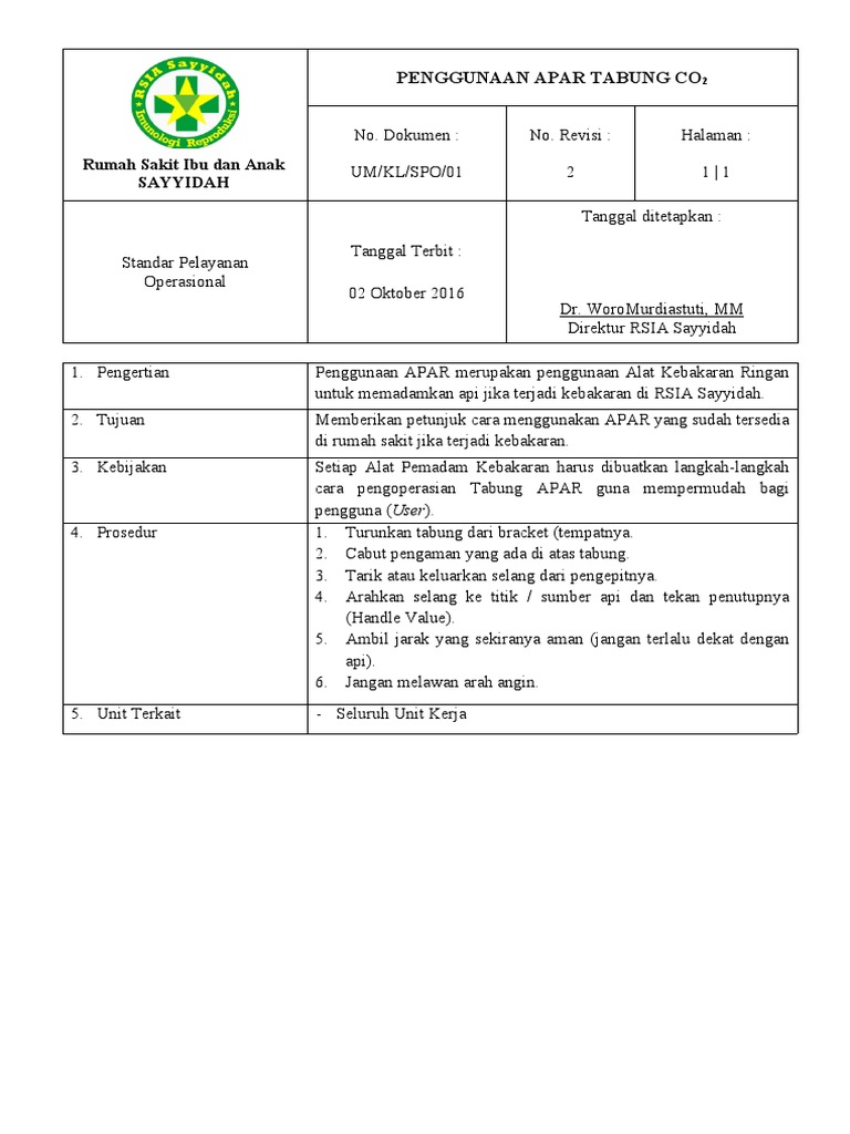 SPO Penggunaan APAR CO2 | PDF