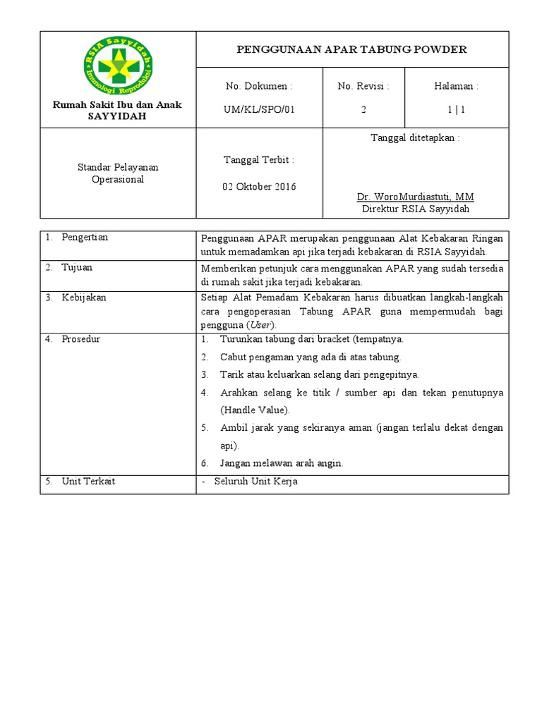SPO Penggunaan APAR Powder | PDF